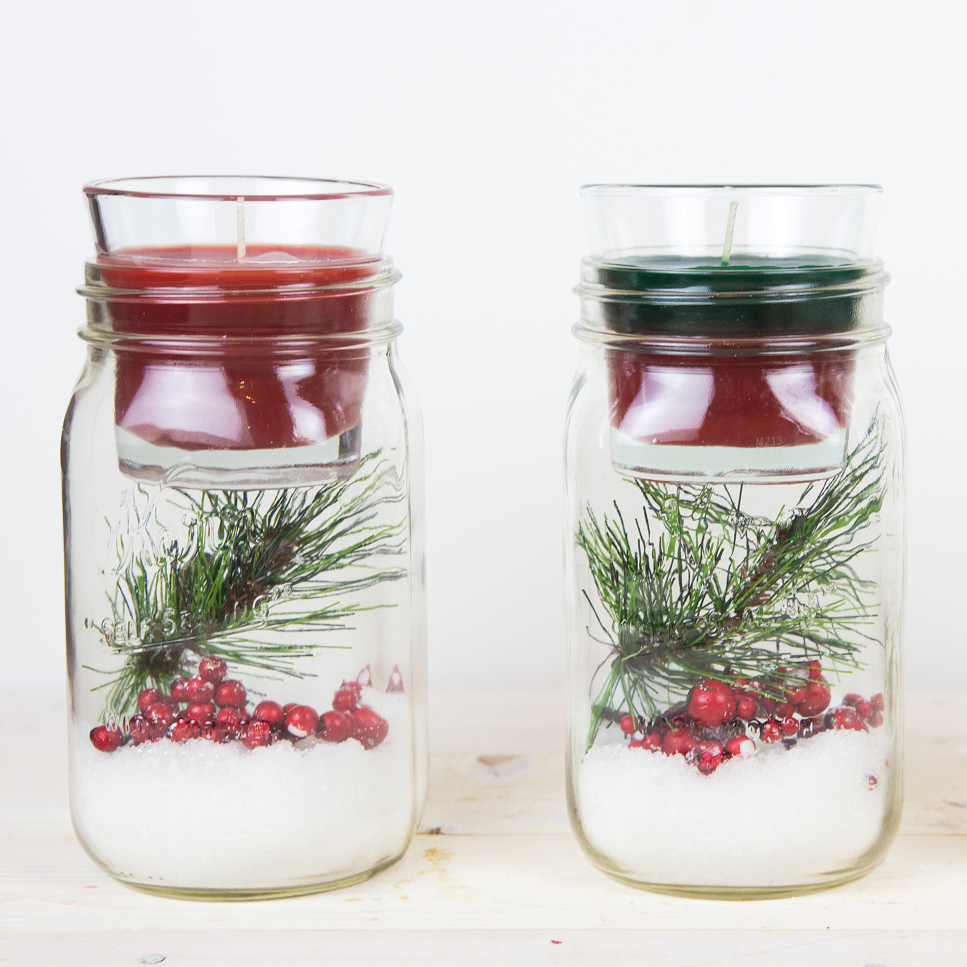 DIY Christmas Mason Jar Candle Holder